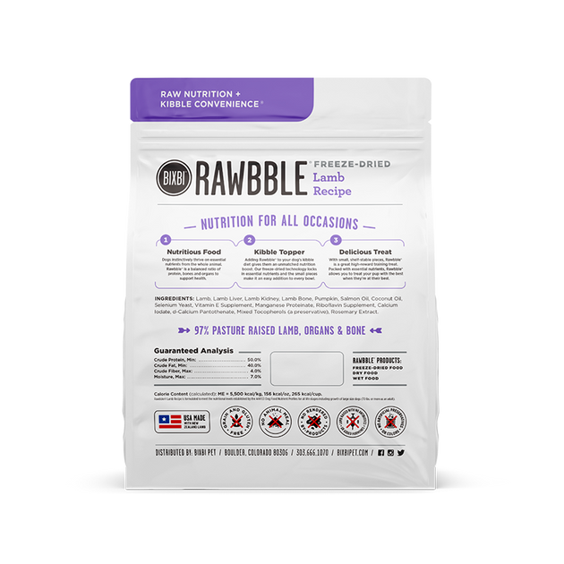 Rawbble Freeze-Dried Lamb 12 oz size | Curated Canines